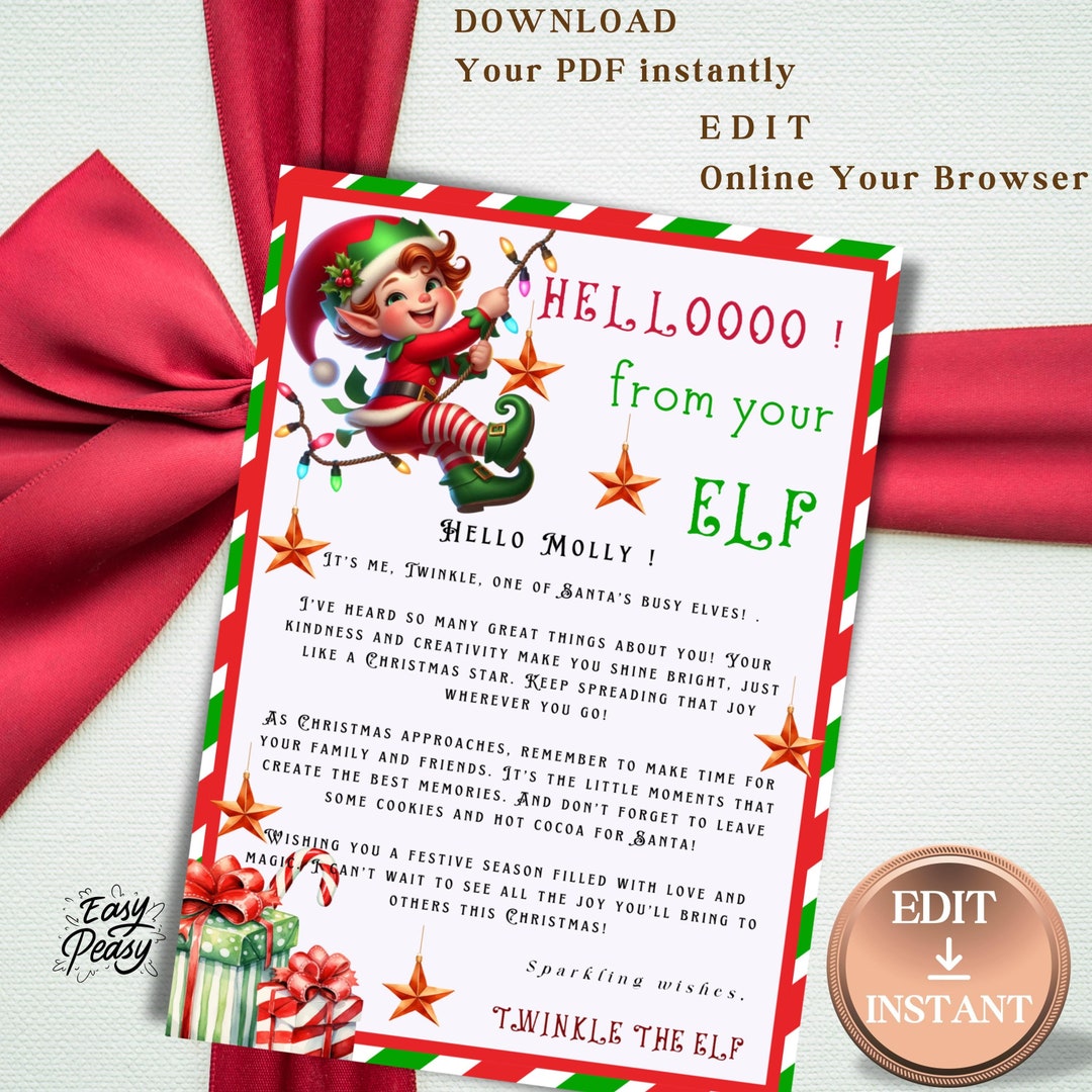 Editable Christmas Elf Arrival Letter First Time, Hello Elf Welcome ...