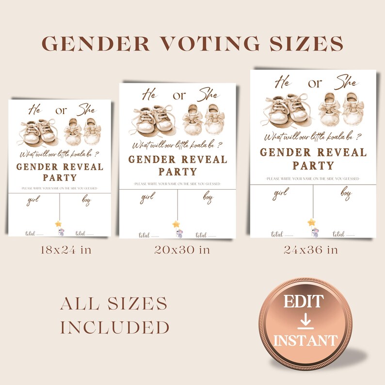 Editable Teddy Gender Reveal Baby Shower Voting Sign TEMPLATE , What ...