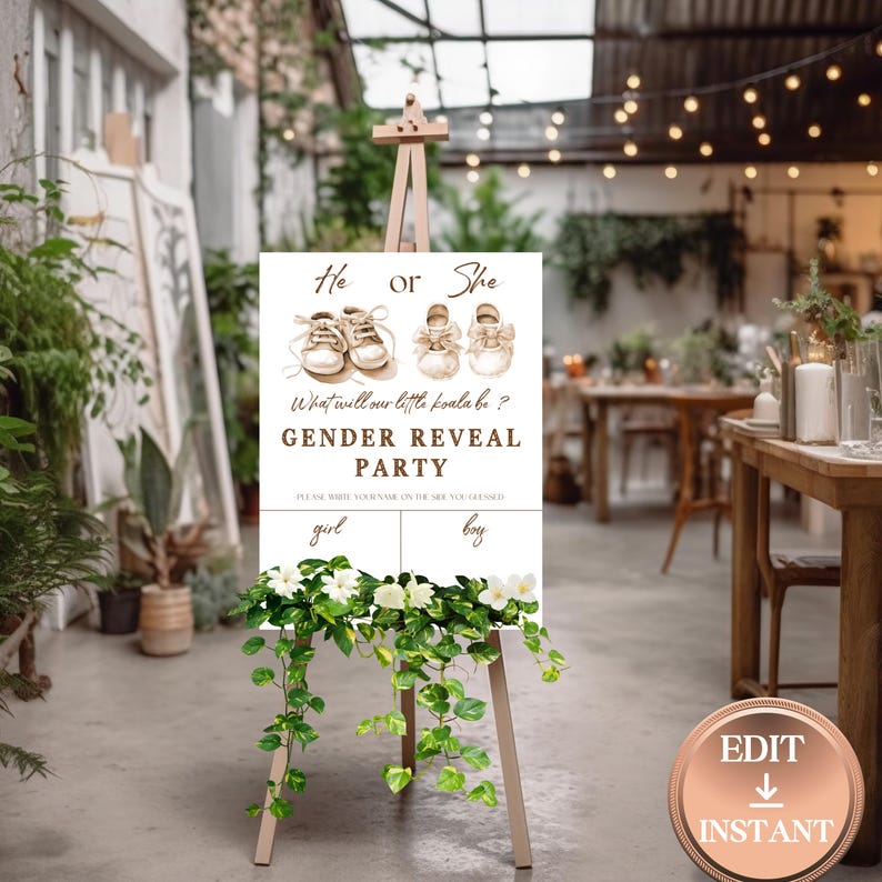 Editable Teddy Gender Reveal Baby Shower Voting Sign TEMPLATE , What ...