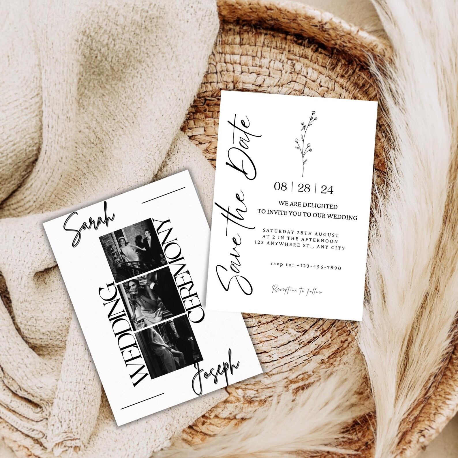 Editable Double Sided Wedding Photo Collages Invitation Template ...