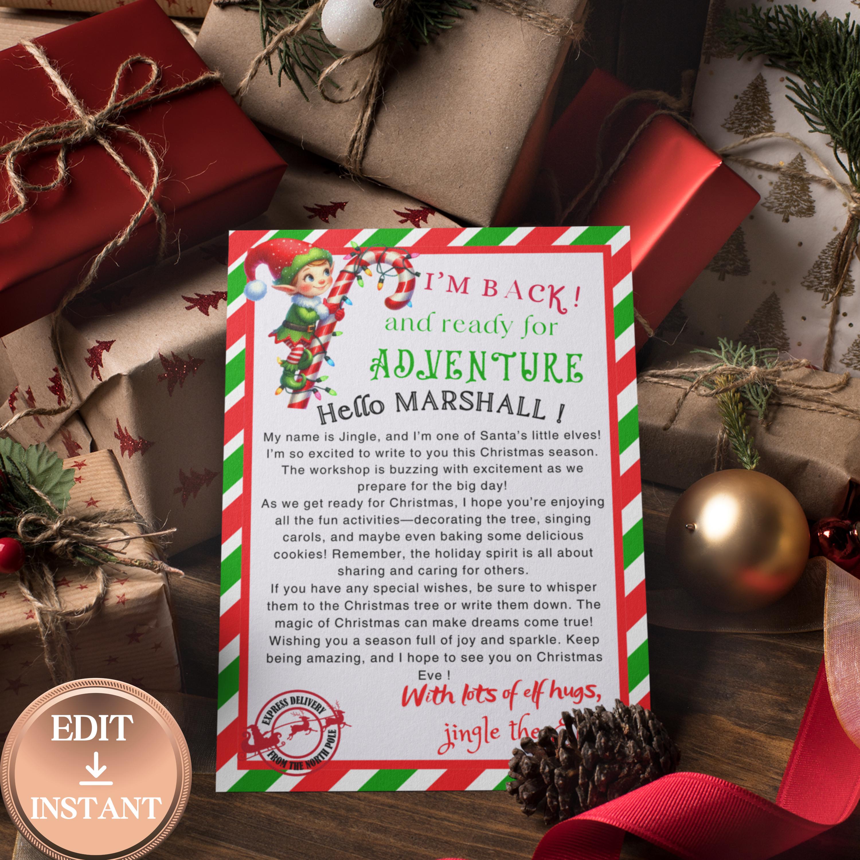 Personalized Elves Letter TEMPLATE, Letter From Your Elf, Welcome Back ...