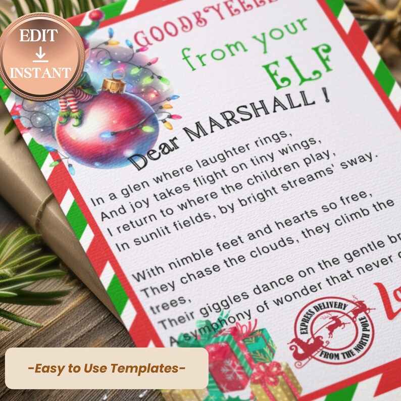 Buddy Elf Printable Christmas Card, Message From Christmas Elf Sign ...
