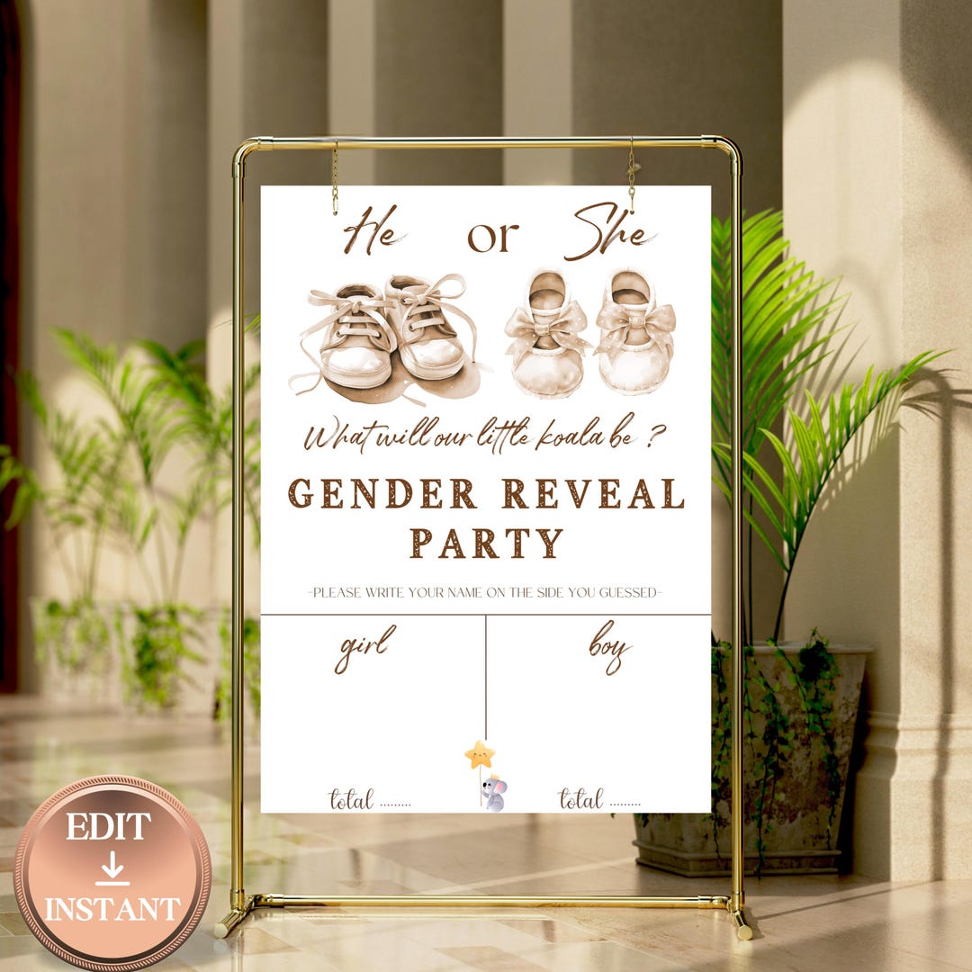 Editable Teddy Gender Reveal Baby Shower Voting Sign TEMPLATE , What ...