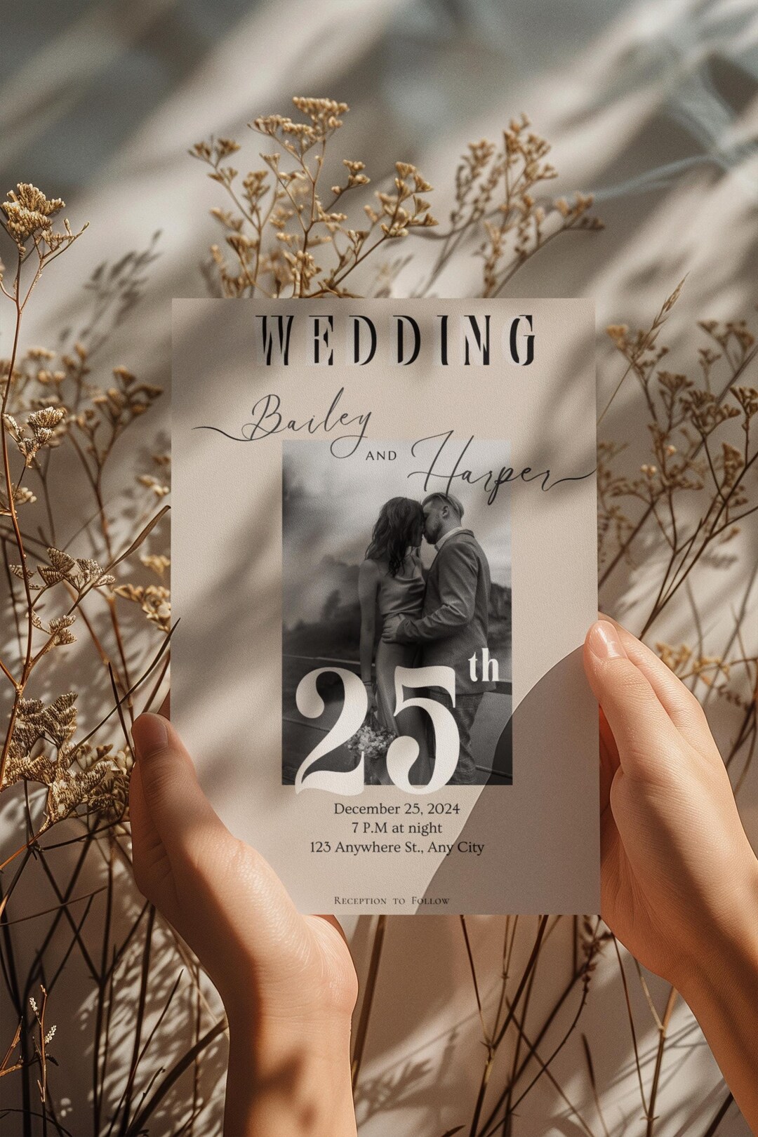 Editable Wedding Invitation Template With Photo, Mobile Invitation ...