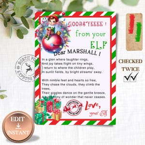 Buddy Elf Printable Christmas Card, Message From Christmas Elf Sign ...