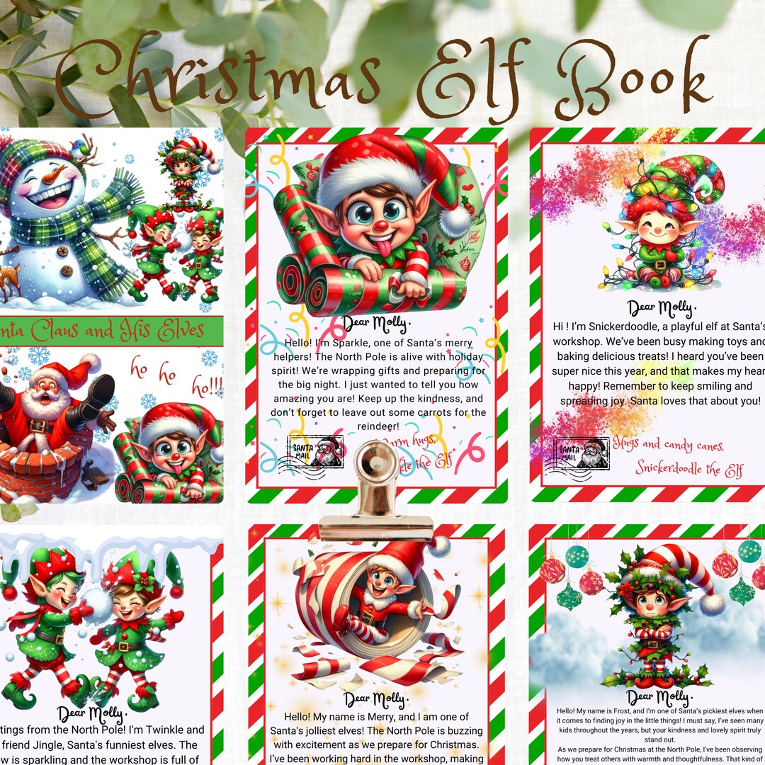 Editable Santa Claus and His Elves Book TEMPLATE, Custom Elf on the ...