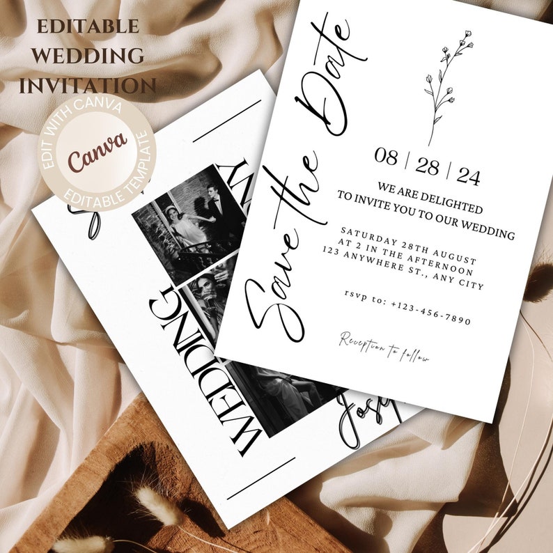 Editable Double Sided Wedding Photo Collages Invitation Template ...