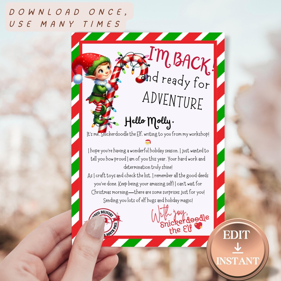 Editable Elf Returns Letter, Christmas Party Elf Notes, Elf Departure ...