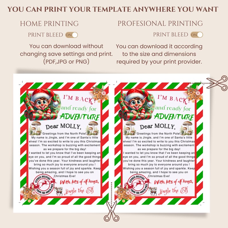 Editable Christmas Elf I'm Back Letter TEMPLATE, Custom Elf on the ...