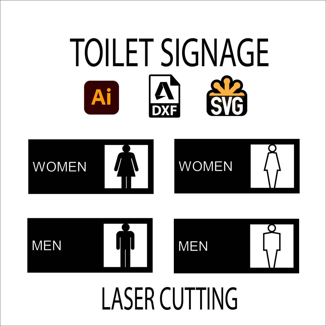 Toilet Wall Signage DXF, AI, SVG - Etsy