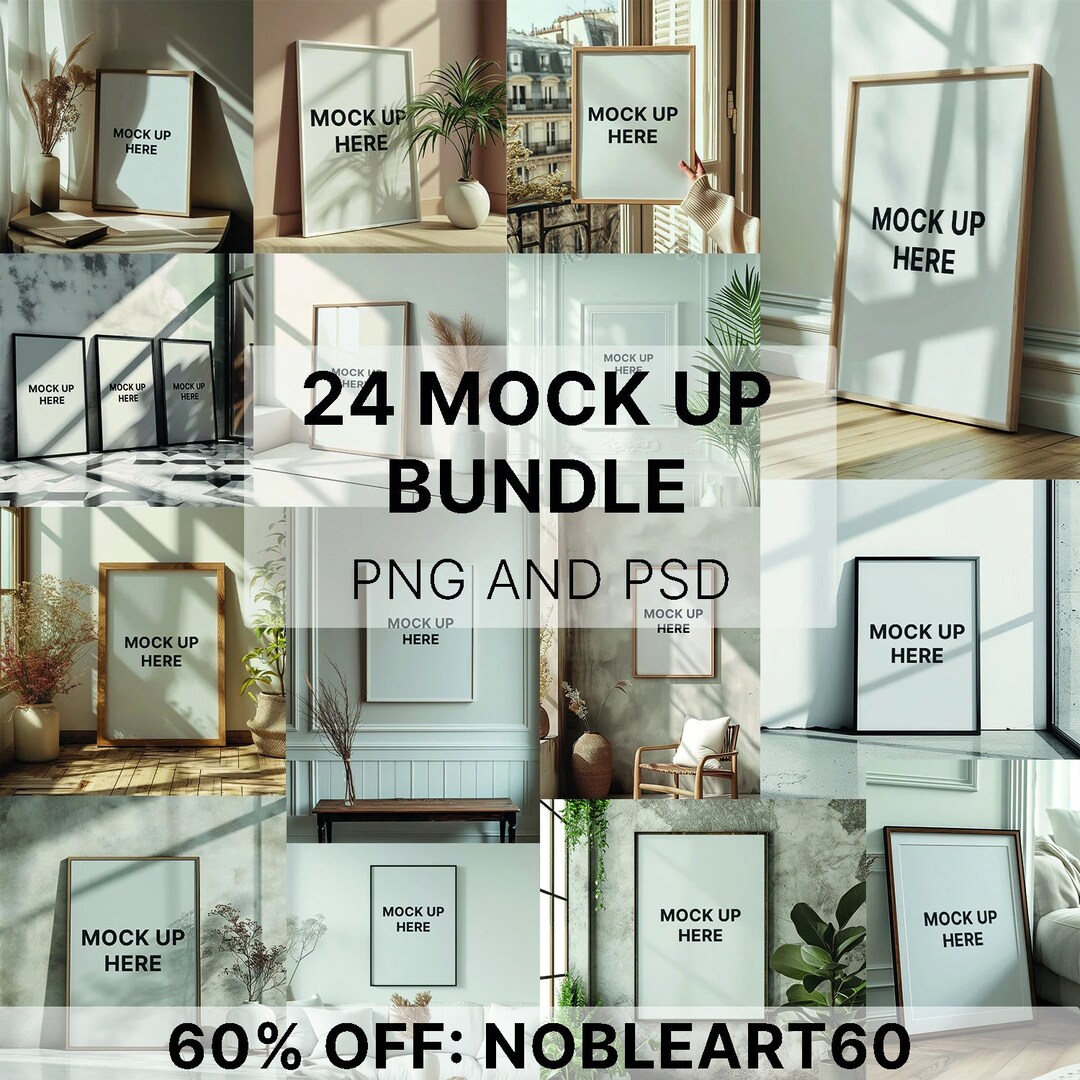 Frames Mockup Bundle Set, Frame Mockup Bundle, 24x PSD Wall Mockup ...