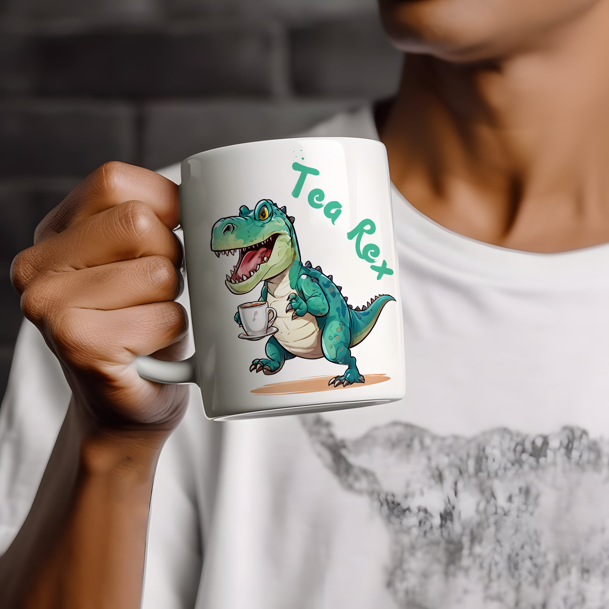 T-rex Coffee Mug, Tyrannosaurus Rex Jurassic, Green Tea Rex Mug, Tea or Coffee Lover, Funny Mug ...