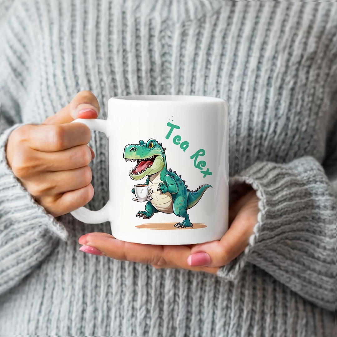 T-rex Coffee Mug, Tyrannosaurus Rex Jurassic, Green Tea Rex Mug, Tea or ...