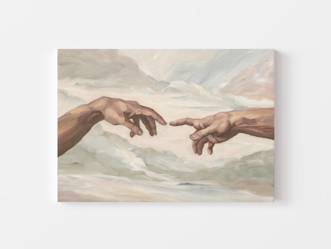 Creation of Adam Hands Painting | God With Us Oil Painting by Alyssa ...