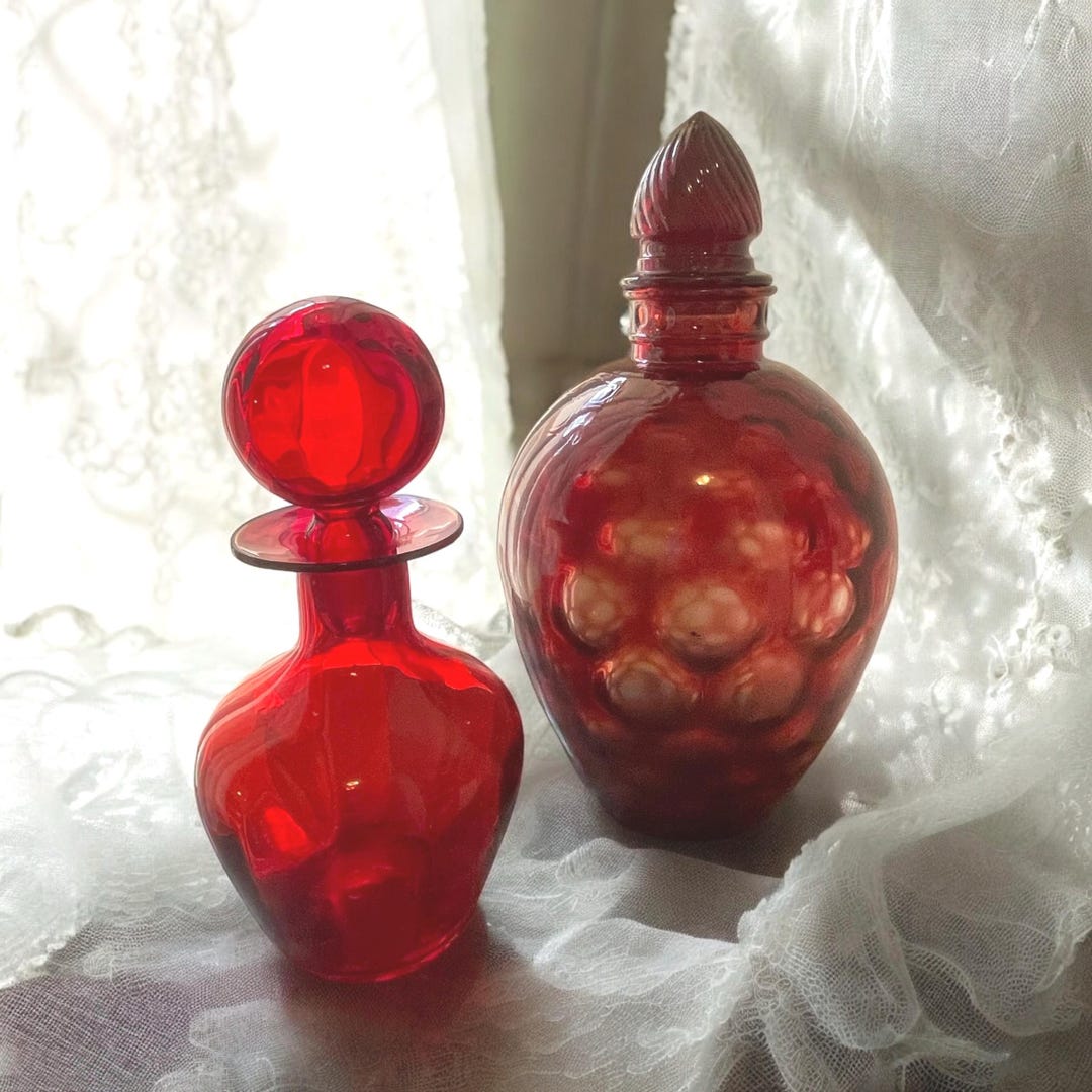 Ruby Red Wheaton Honeycomb Optic Decanter With Viking Ruby Red Decanter ...