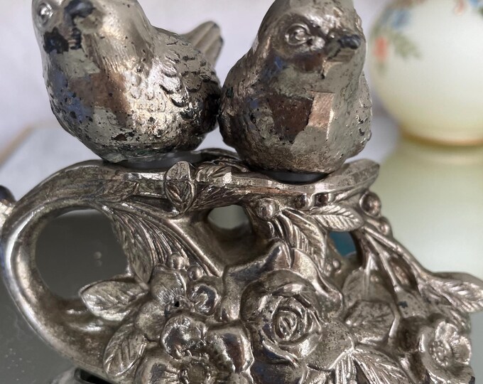Vintage Pewter Birds on Roses Salt & Pepper Shakers - Etsy