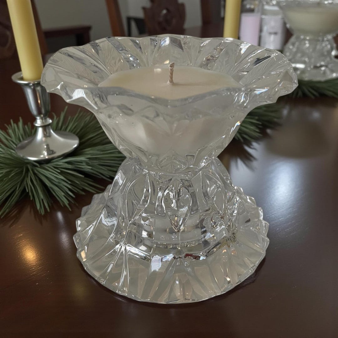 3-in-1 Heavy Crystal Candle Holder – 5″ Tall Hand-poured Unscented ...