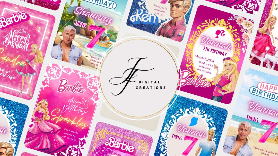 Barbie & Ken Editable Files A4 Size Lootbag Template, Thank You Card ...