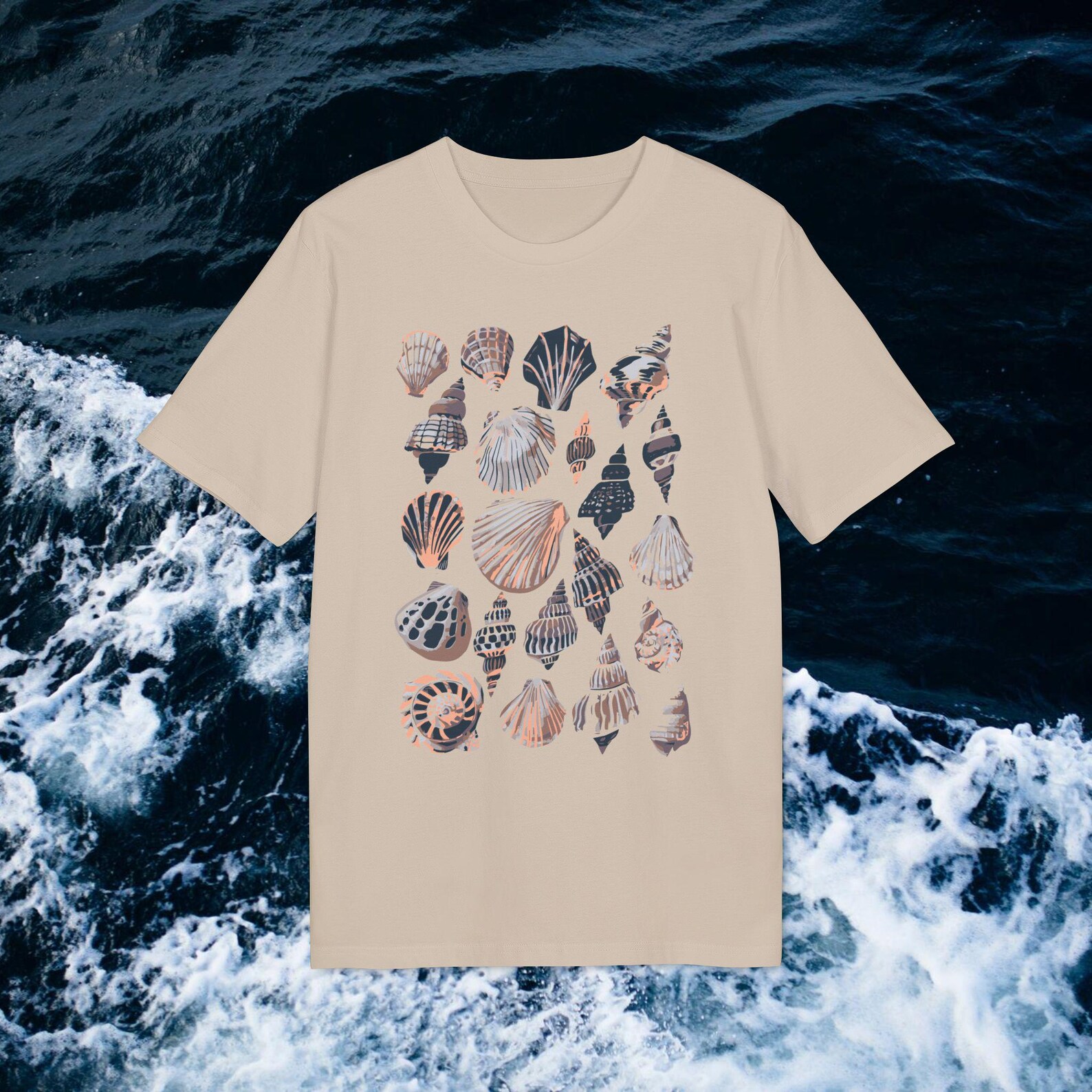 Shell Nature Illustration, Maritime Design T-shirt Made of Cotton ...