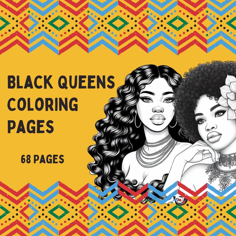 Black Queens Coloring Pages Adult Coloring Book 68 Coloring Pages ...