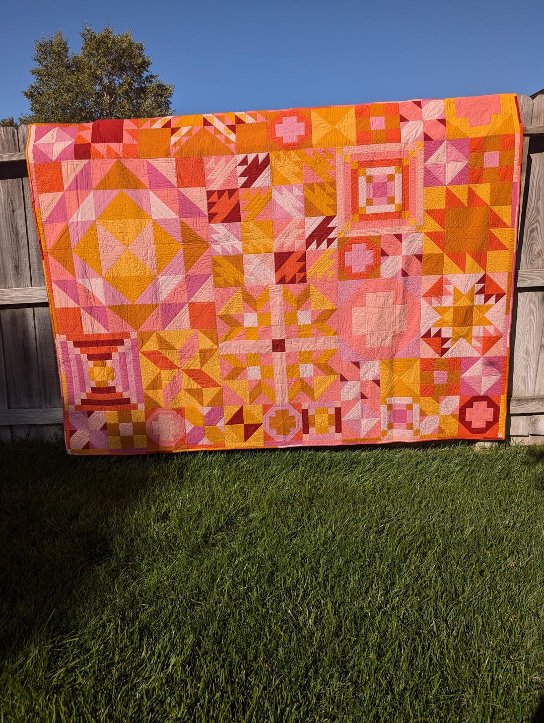 Super Sampler Bed Quilt Made of Shades of Yellow, Gold, Orange, Rust ...