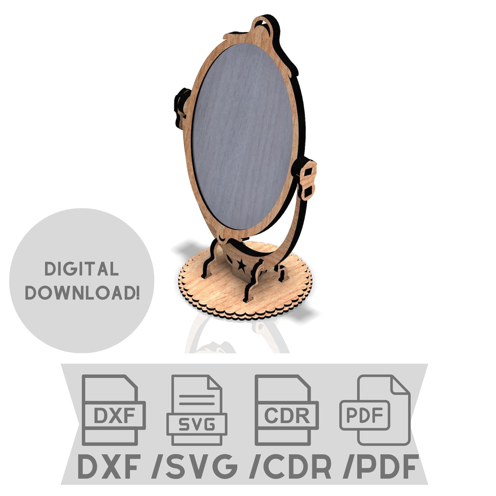 Makeup Mirror Dressing Table Laser Cut Wooden SVG File CDR File DXF ...