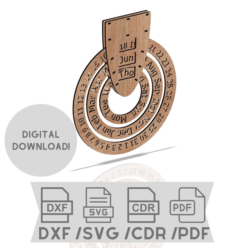 Calendar Perpetual Wooden Laser SVG File CDR File DXF File for Laser ...