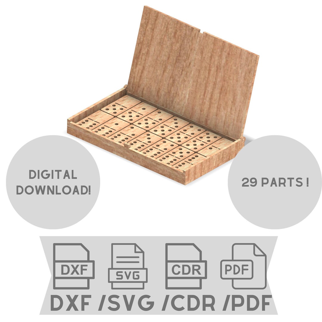 Laser Cut Domino Game Box Wooden SVG File CDR File DXF File for Laser ...