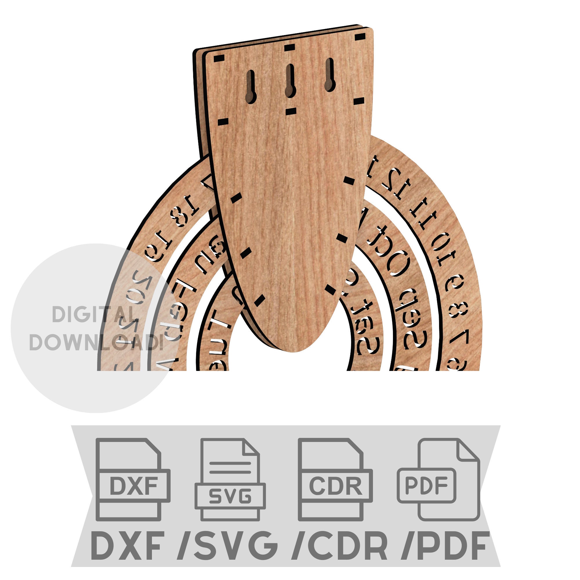 Calendar Perpetual Wooden Laser SVG File CDR File DXF File for Laser ...