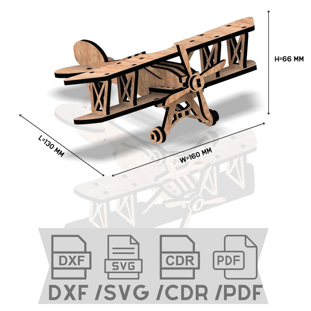 Airplane Laser Cut Puzzle Wood SVG File CDR File DXF File for Laser ...