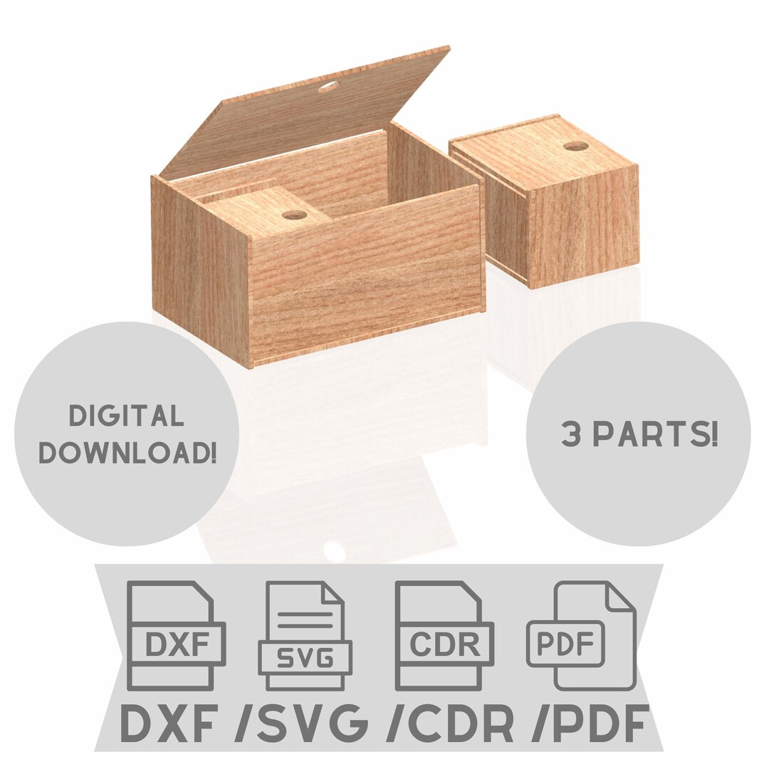 2 Different Wooden Jewelry Box Flip up Lid SVG CDR PDF Laser Cutting ...
