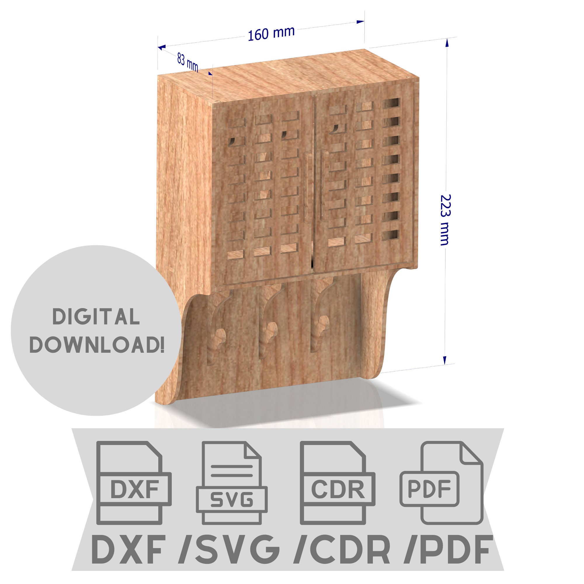 Laser Cut Keychain Box Keys Cabinet Wooden SVG File CDR File DXF File ...