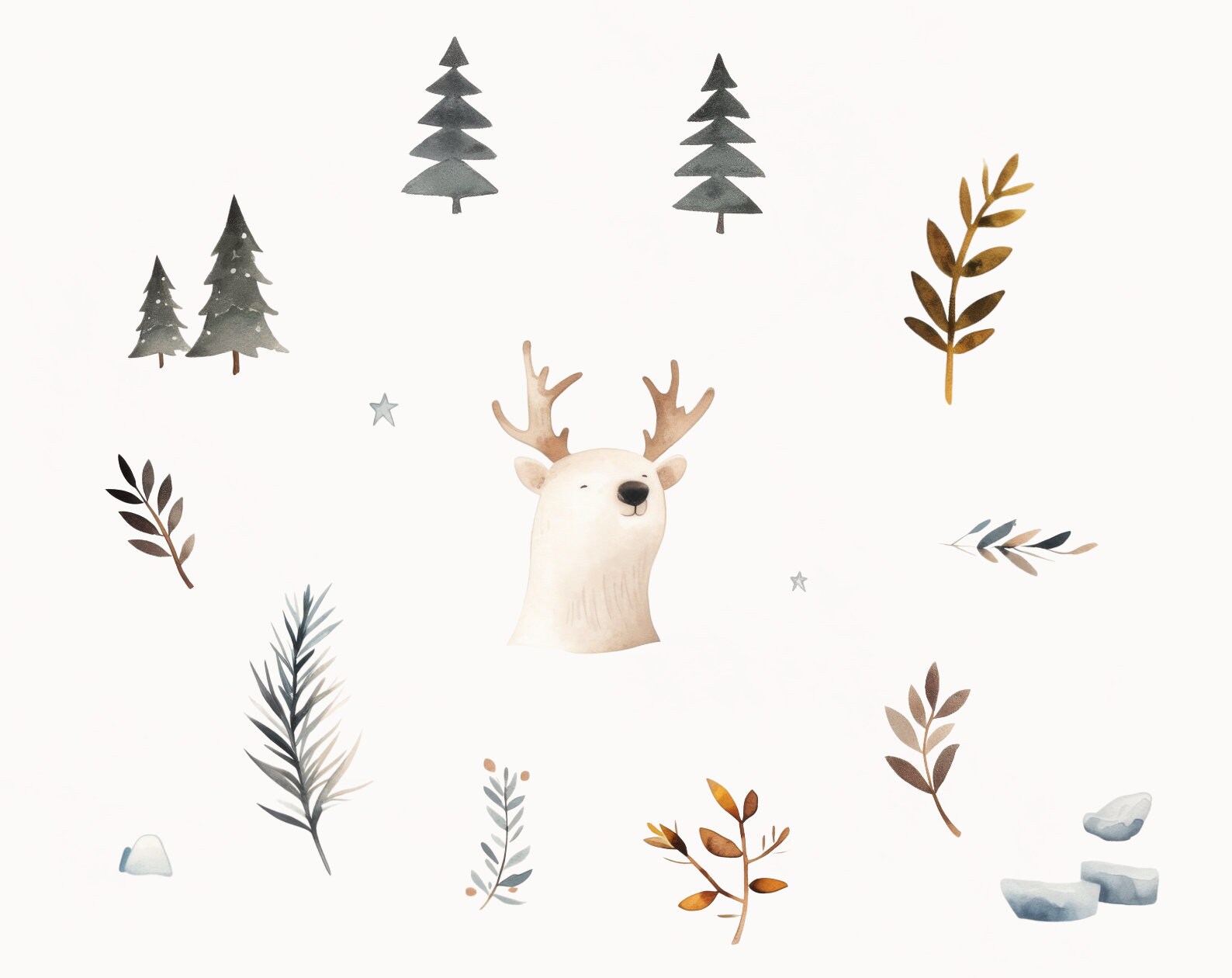 Cute Arctic Animals Clipart Set, Watercolor Style, PNG With Transparent ...