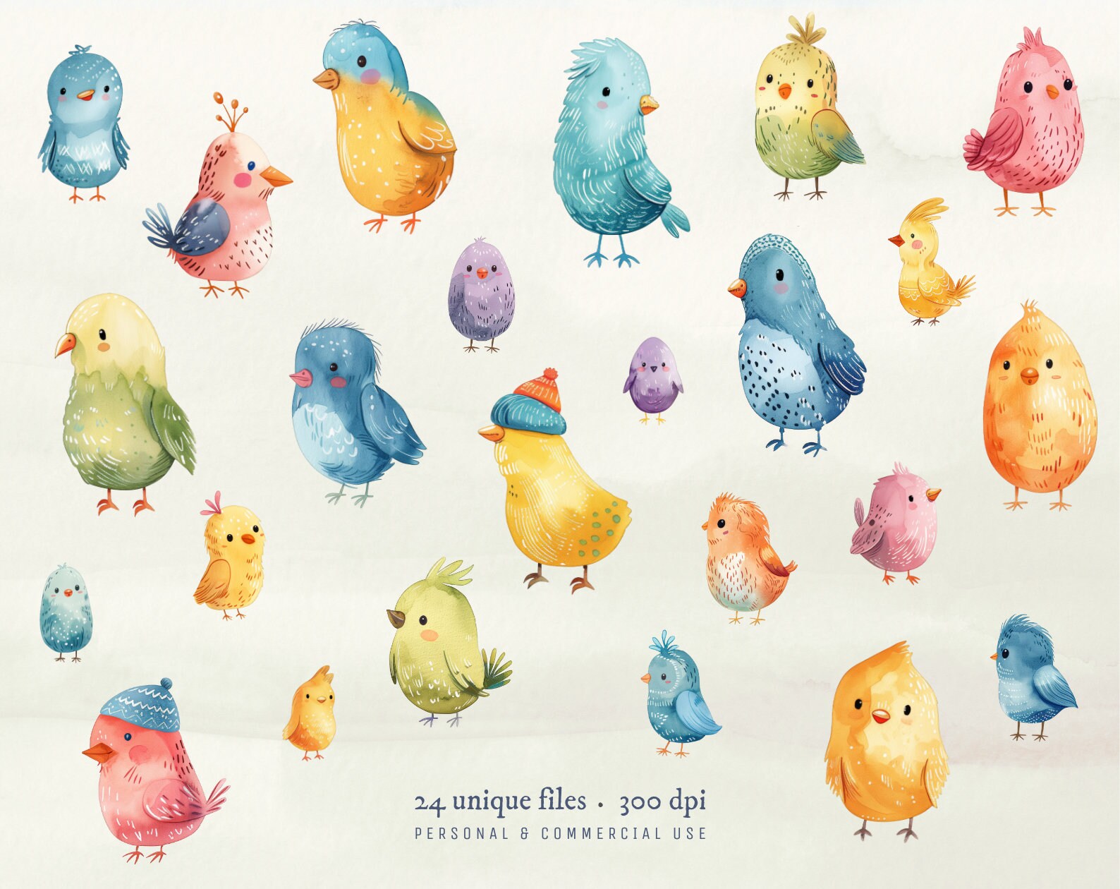 Cute Birds Clipart Set, Digital Downloads, PNG Graphics, Transparent ...