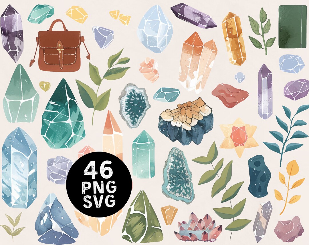 Crystal Clipart Set 3, Gemstone, PNG and SVG Graphics, Transparent ...