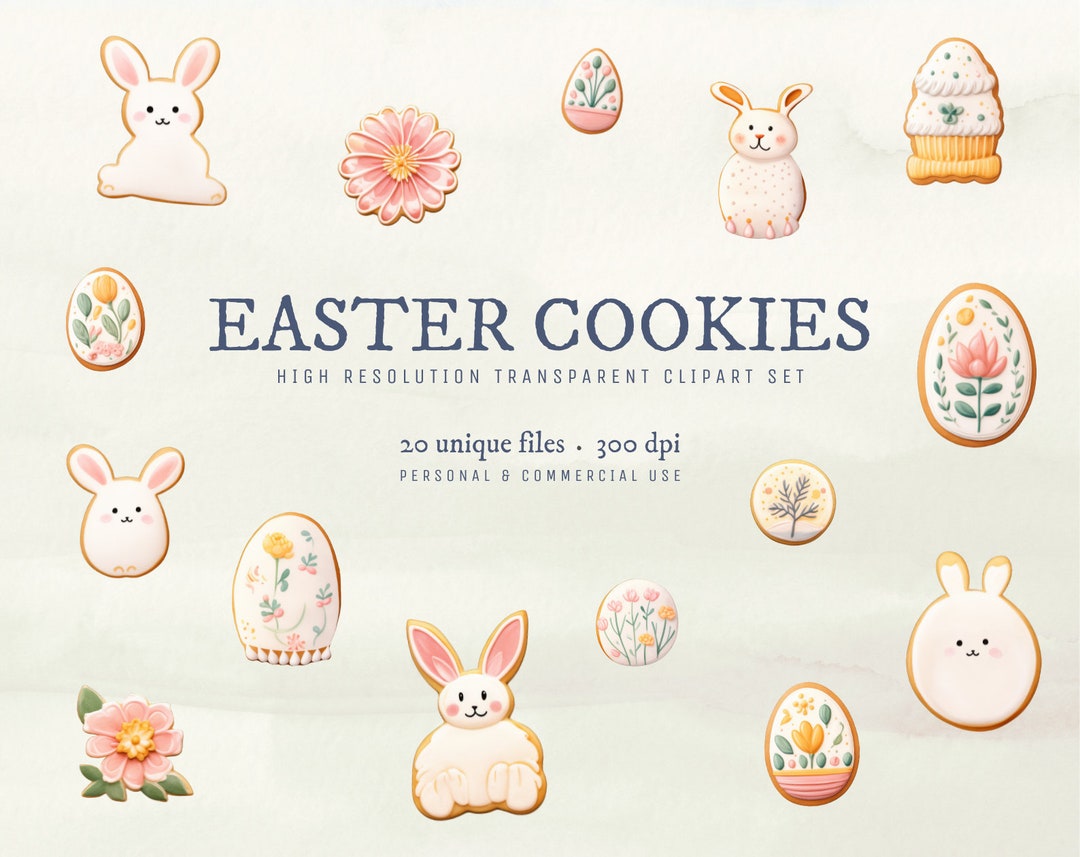 Cute Easter Cookies Clipart Set, Digital Downloads, PNG Graphics ...