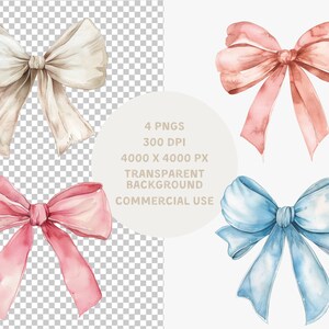 Coquette Bows Clipart Set, PNG Graphics, Transparent Backgrounds ...