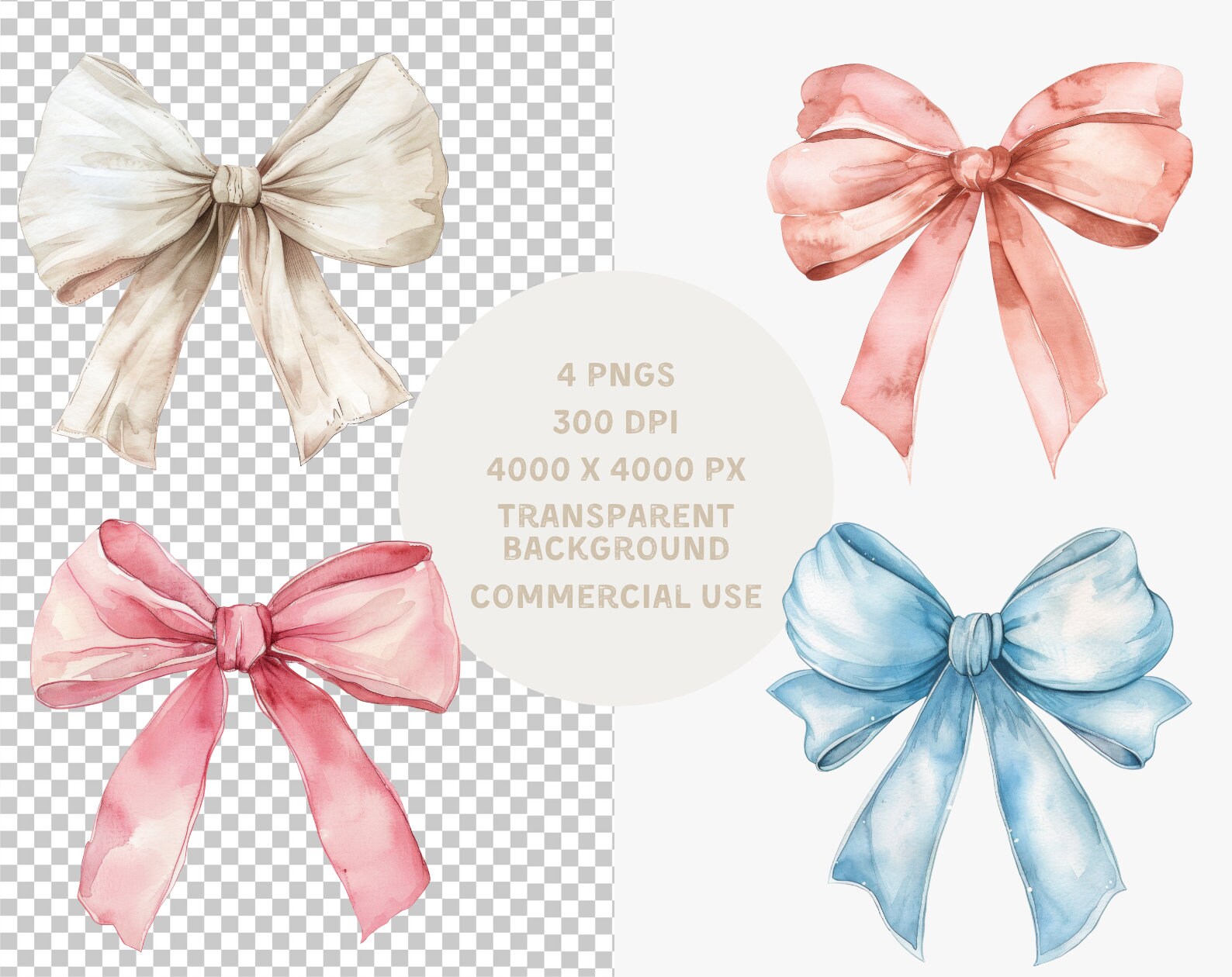 Coquette Bows Clipart Set, PNG Graphics, Transparent Backgrounds ...