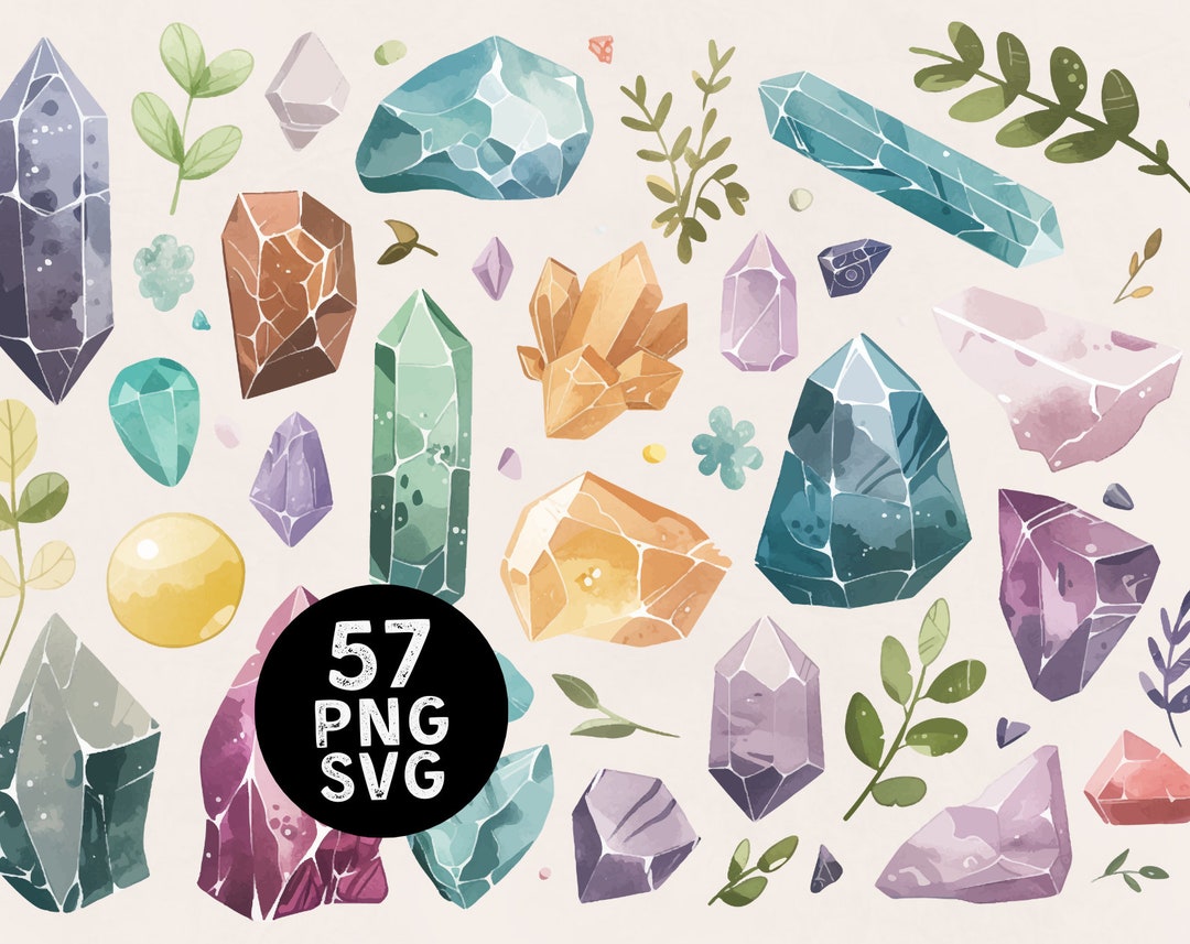 Crystal Clipart Set 4, Gemstone, PNG and SVG Graphics, Transparent ...