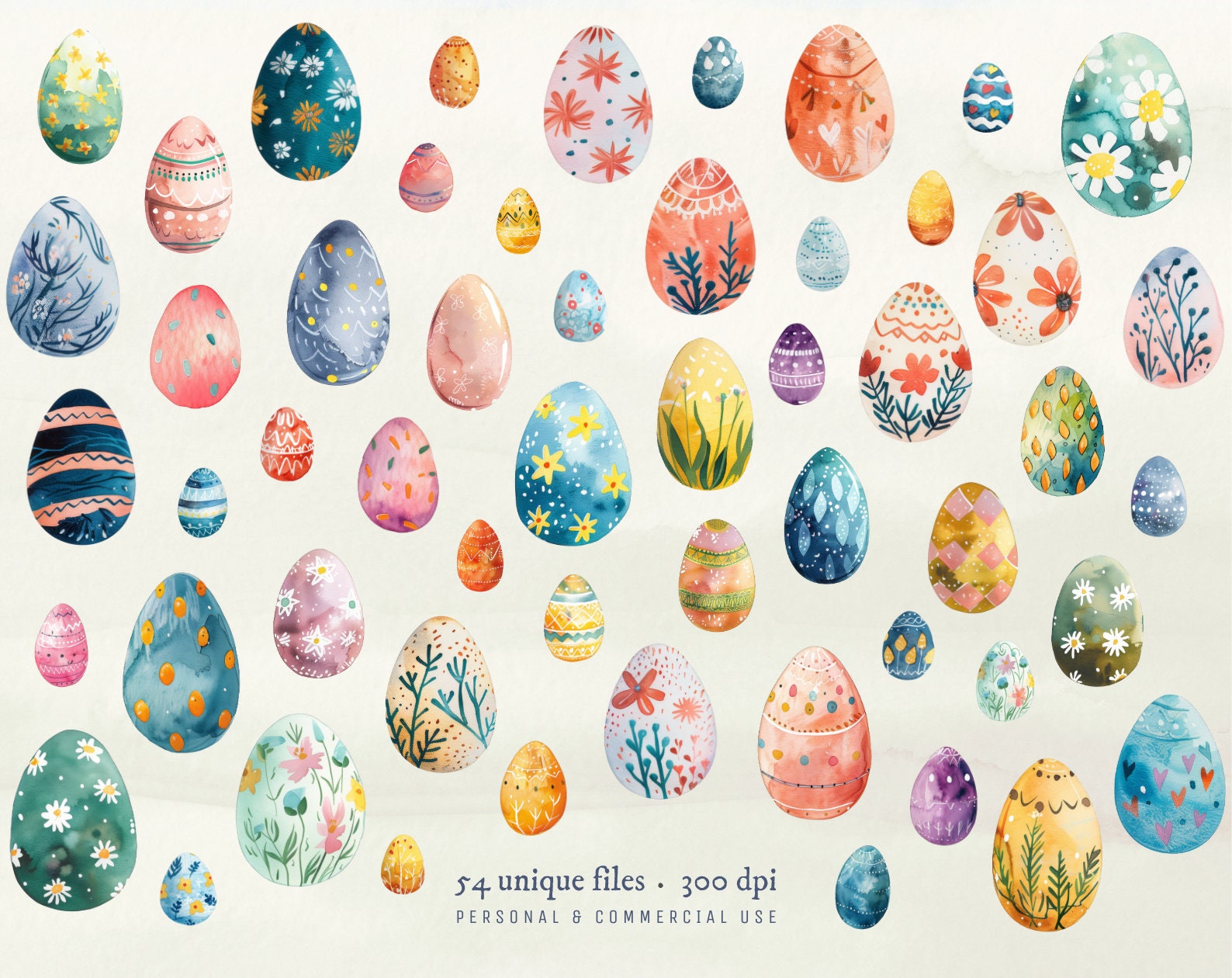 Watercolor Easter Egg Clipart Set, Digital Downloads, PNG Graphics ...