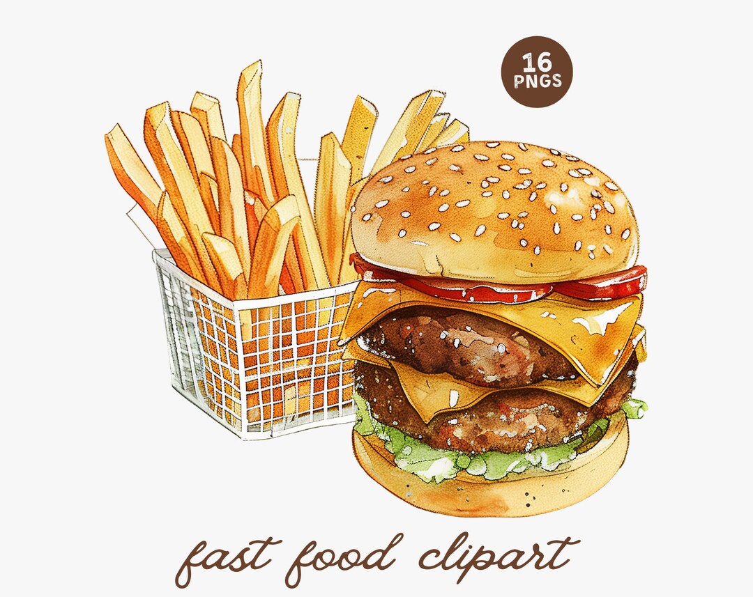 Fast Food Clipart Set, PNG Graphics, Transparent Backgrounds ...