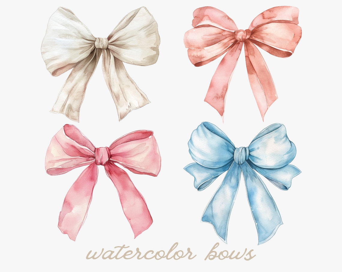 Coquette Bows Clipart Set, PNG Graphics, Transparent Backgrounds ...