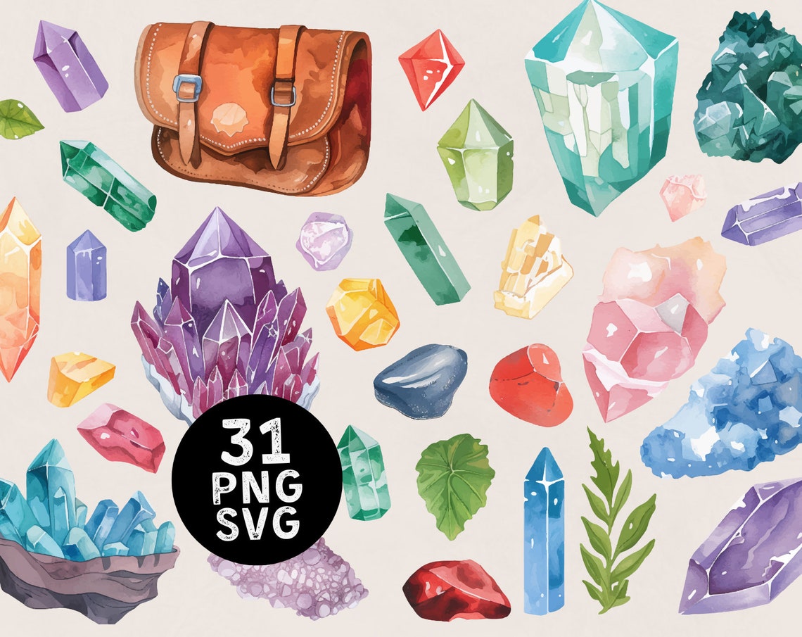 Crystal Clipart Set 2, Gemstone, PNG and SVG Graphics, Transparent ...