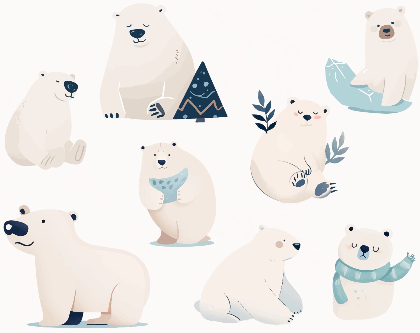 Cute Arctic Animals Clipart Set, PNG and SVG, Transparent Backgrounds ...