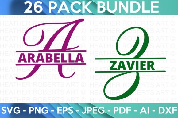 Split Monogram SVG Bundle, Spilt Letter Svg, Alphabet Clipart, Last ...