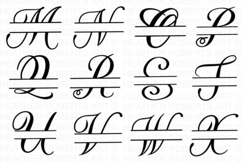 Split Monogram SVG Bundle, Spilt Letter Svg, Alphabet Clipart, Last ...
