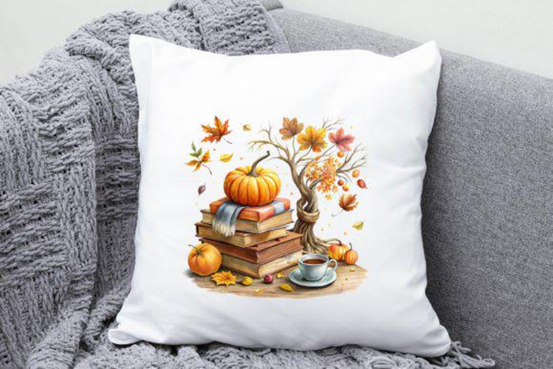 Fall Book Stack PNG, Pumpkin and Leaves Clipart. - Etsy