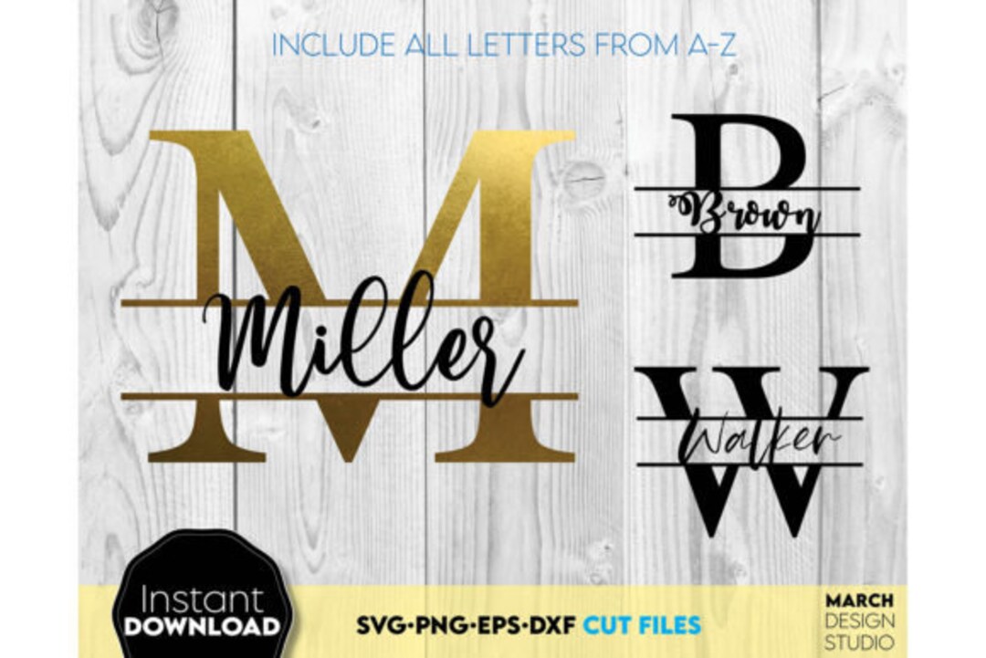Split Monogram Bundle SVG Wedding Gift. Spilt Letter Svg, Alphabet ...