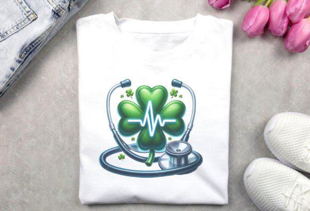 Heartbeat Stethoscope Shamrock PNG, Nurse St Patricks Day. - Etsy