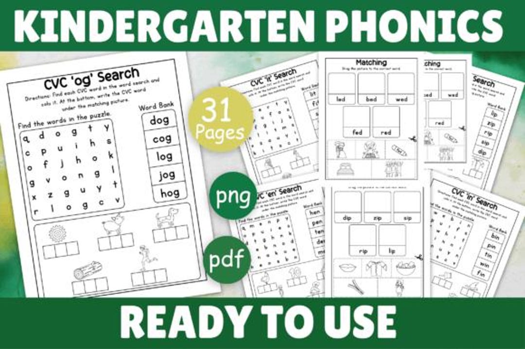Kindergarten Phonics Worksheet. Bundle Literacy Centers Printable ...